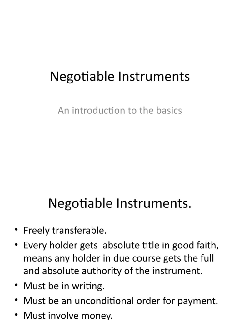 Negotiable Instruments: An Introduction To The Basics | PDF ...