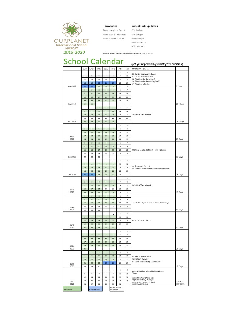 2019 2020 Op Calendar Ministry | PDF | Holidays