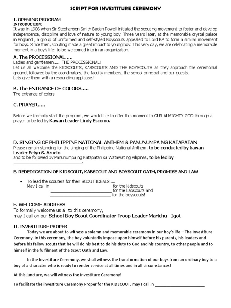 A. The Processional ..: I. Opening Program | PDF | Ceremonies