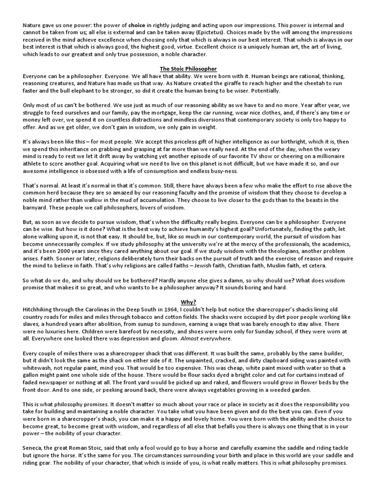 The Stoic Philosopher | PDF | Faith | Wisdom