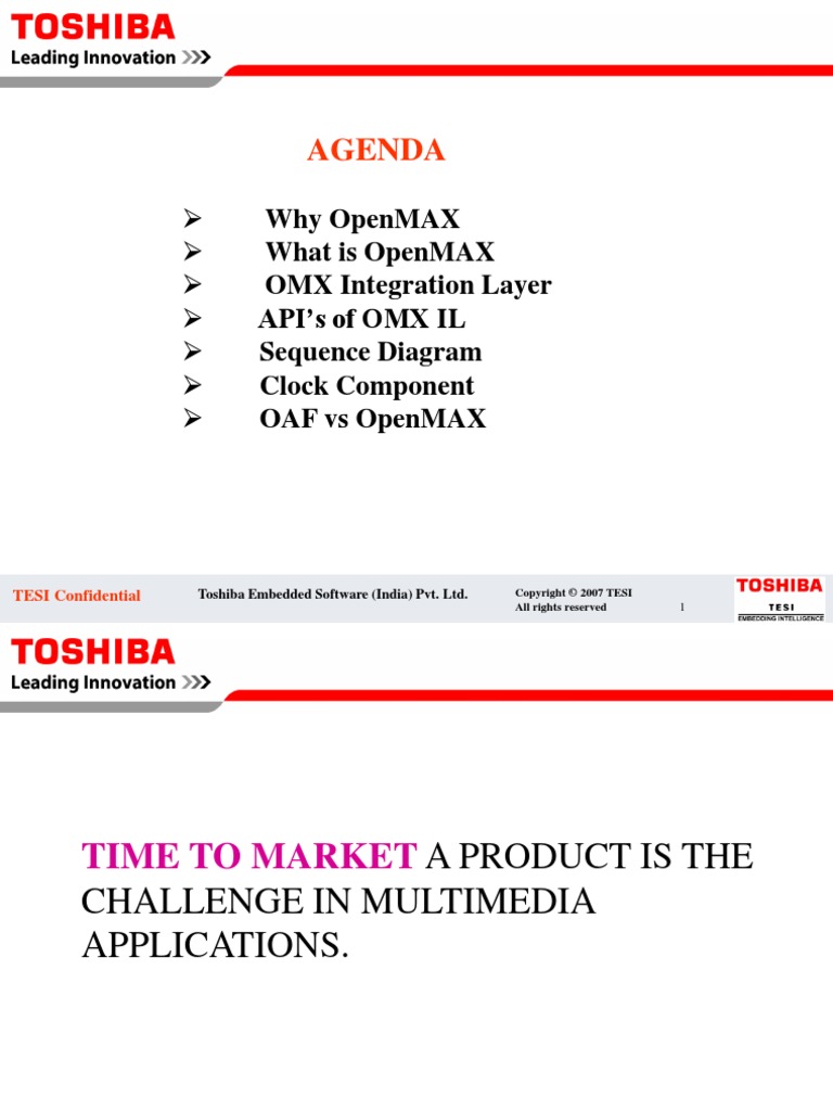Agenda: Why Openmax What Is Openmax Omx Integration Layer Api'S of Omx ...
