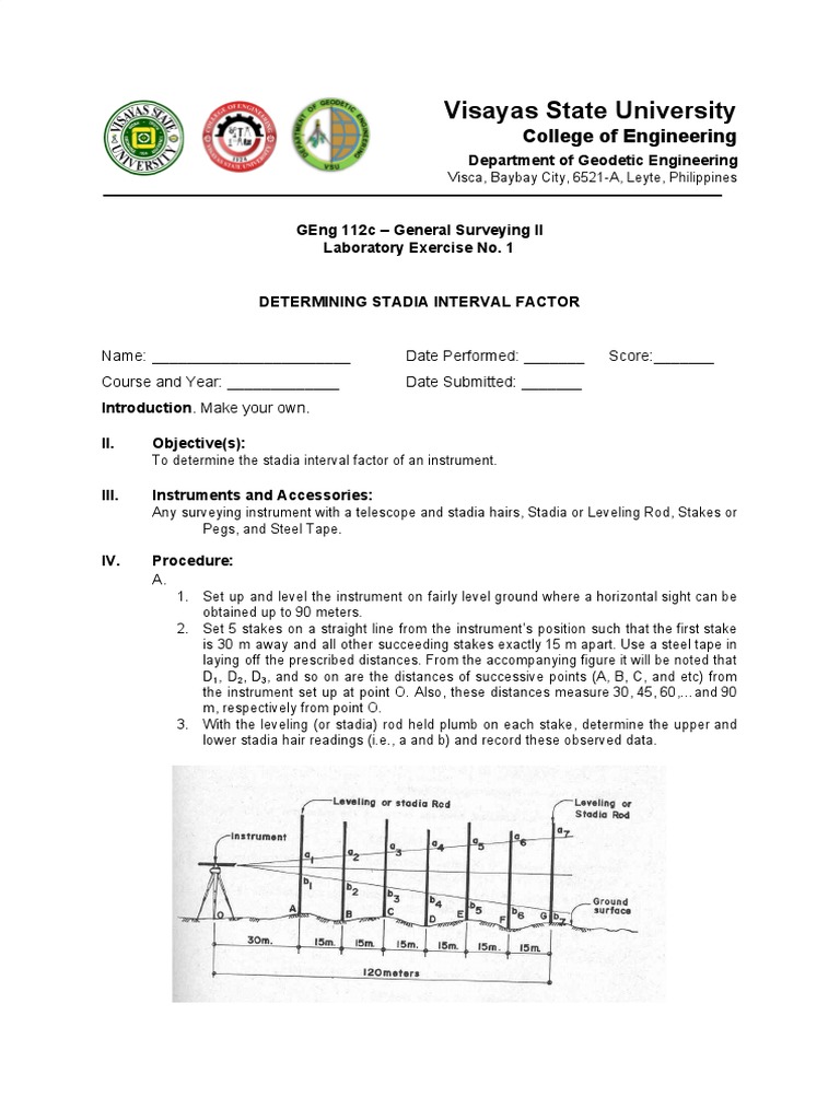 Determining Stadia Interval Factor | PDF | Surveying | Scientific Method