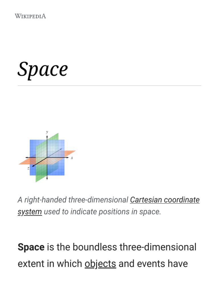 Space: Space Is The Boundless Three-Dimensional | PDF | Space | Spacetime