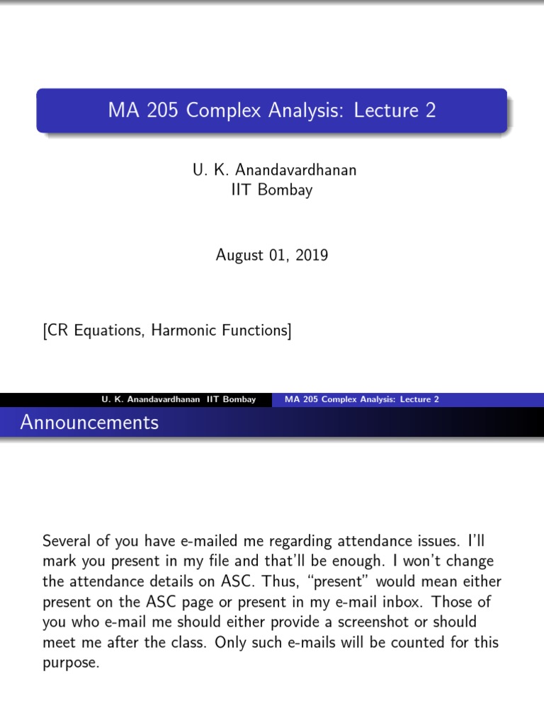 Cauchy-Riemann Equations in Complex Analysis | PDF | Holomorphic Function | Derivative