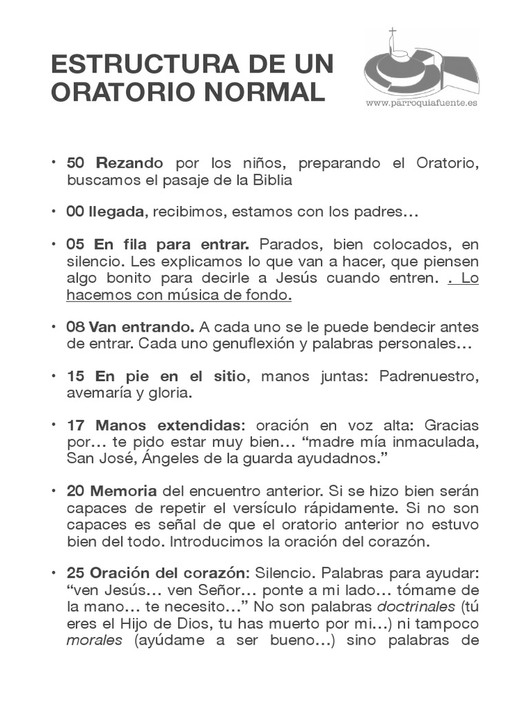 Estructura de Un Oratorio Normal | PDF | orador del Señor | Oración