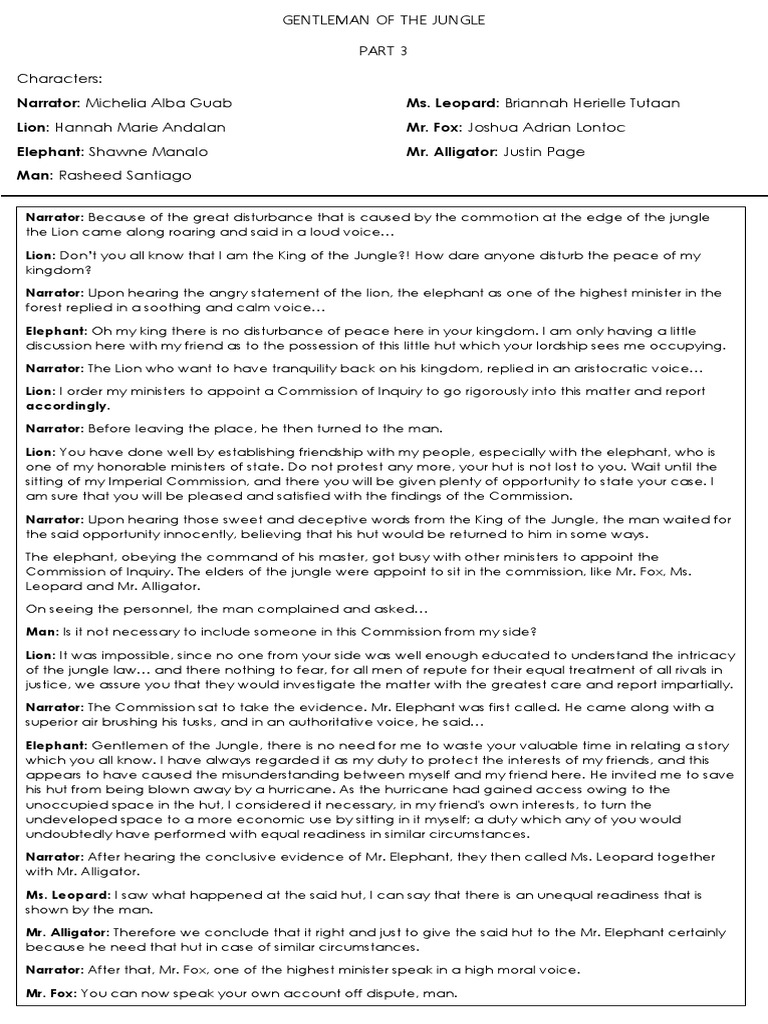 GENTLEMAN OF THE JUNGLE Script | PDF