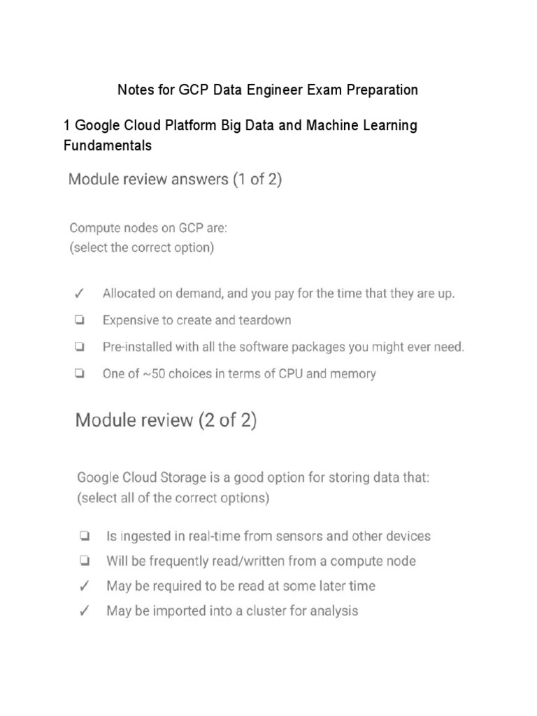 Notes For GCP Data Engineer Exam Preparation | PDF | Career & Growth ...