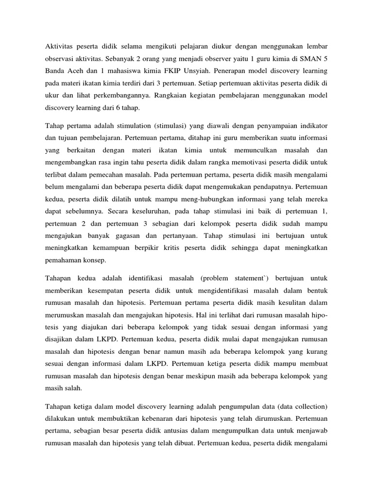 Sintak Discovery Learning Ikatan Kimia | PDF