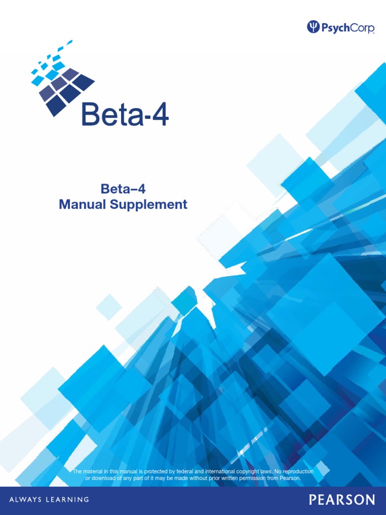 Beta-4 Manual Supplement | PDF | Factor Analysis | Standard Deviation