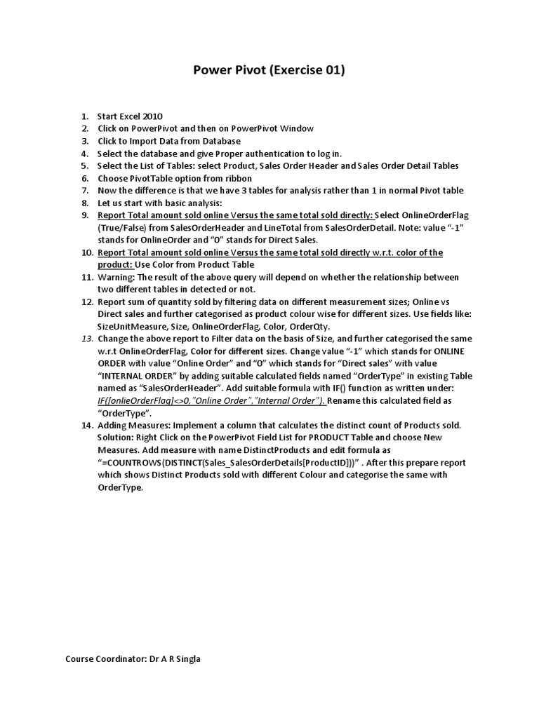 Power Pivot (Exercise 01) | PDF | Information Technology Management | Data