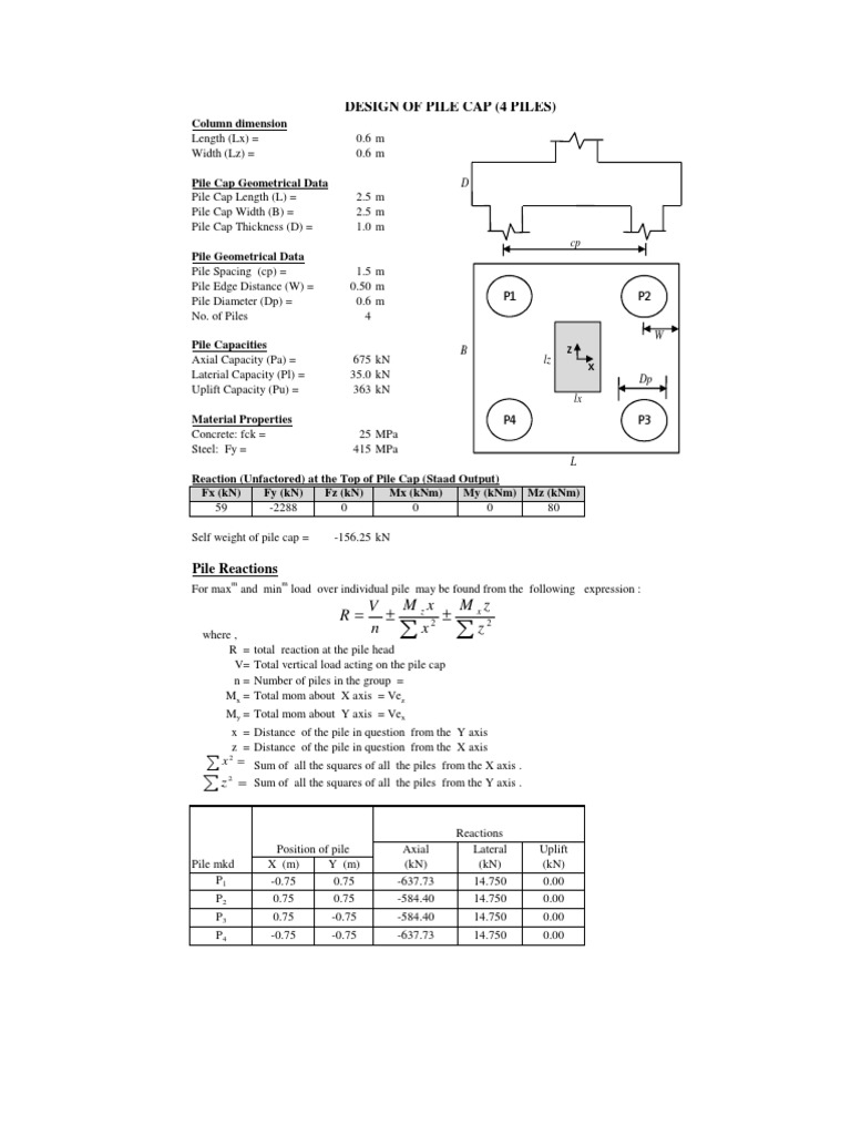 Pile Cap Design 4piles | PDF | Classical Mechanics | Physics