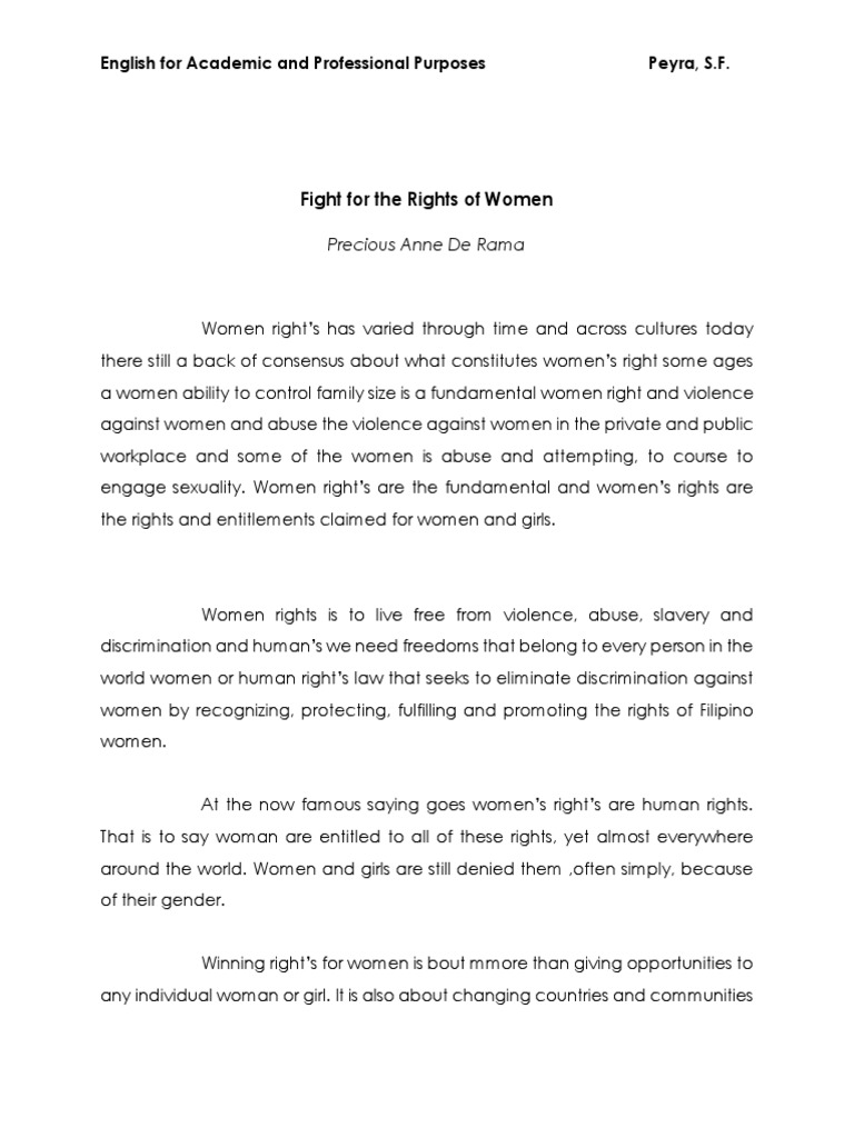 Fight For The Rights of Women | PDF | Women's Rights | Discrimination ...