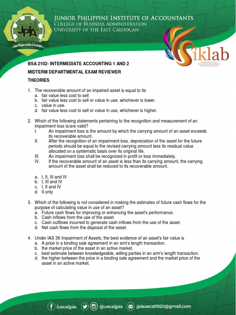 Interm Acctng Reviewer | PDF | Goodwill (Accounting) | Intangible Asset