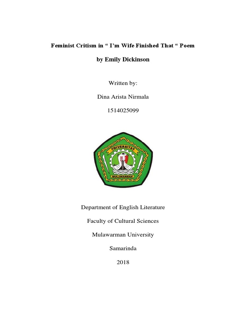 Feminist Critism in " I'm Wife Finished That " Poem by Emily Dickinson ...