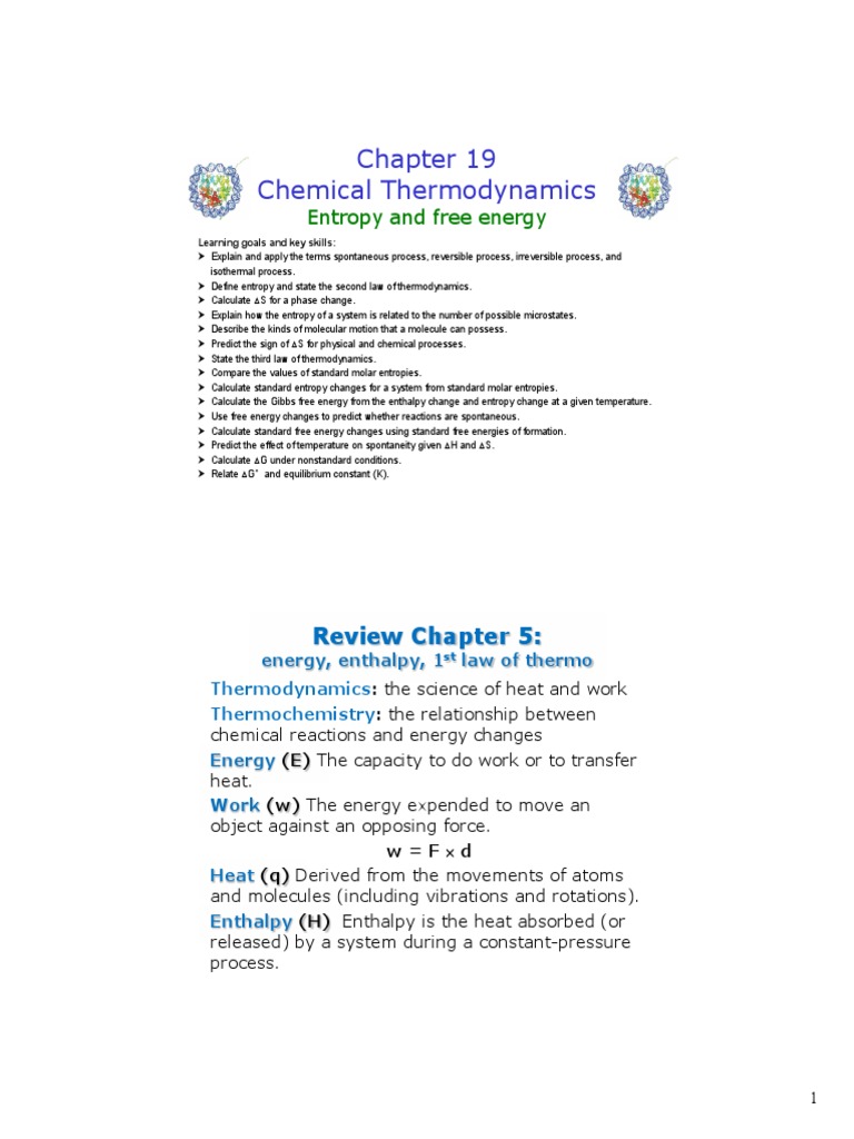 Chemical Thermodynamics: Entropy and Free Energy | PDF | Entropy ...