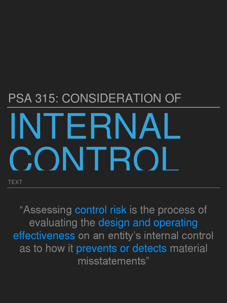 Psa 315: Consideration Of: Internal Control | PDF | Internal Control ...