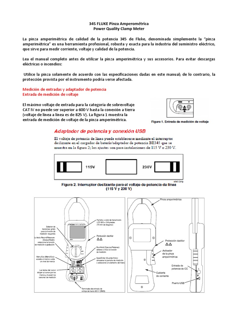 Medición y análisis de parámetros eléctricos utilizando una pinza amperimétrica Fluke 345 | PDF ...