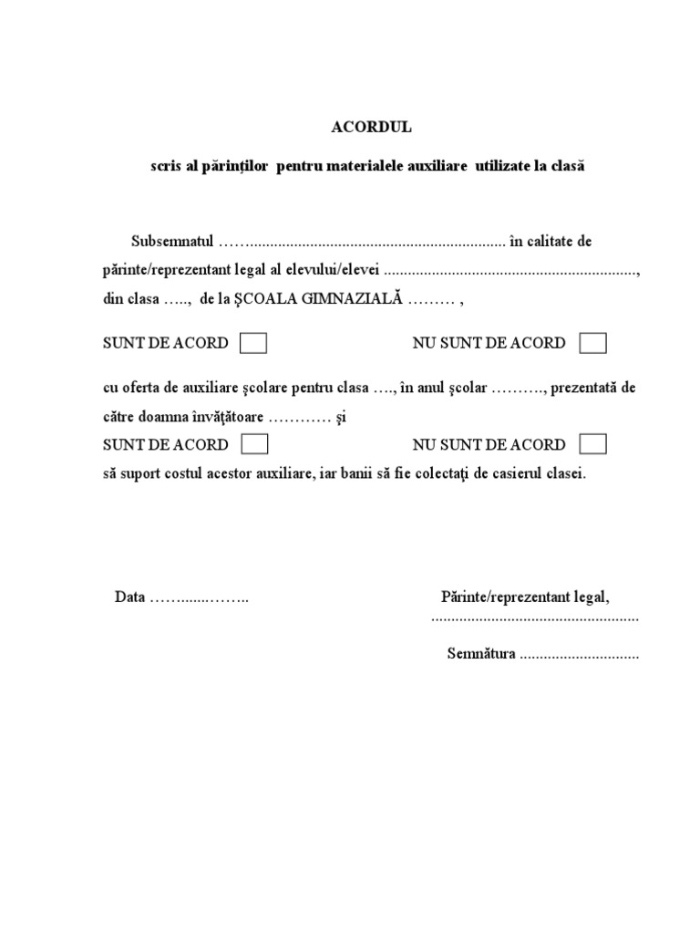 Acord-Parinti Auxiliare | PDF