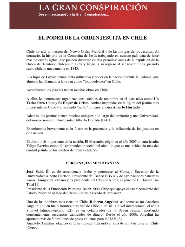 El Poder de La Orden Jesuita en Chile | PDF | Sociedad de jesus | Chile