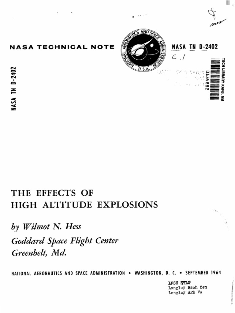 NASA TN D-2402 Effects of High Altitude Explosions | PDF | Neutron ...