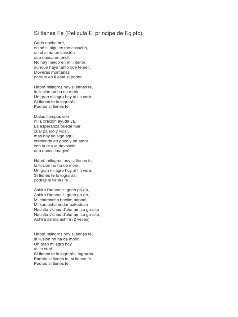 Letra Si Tienes Fe | PDF | Poesía