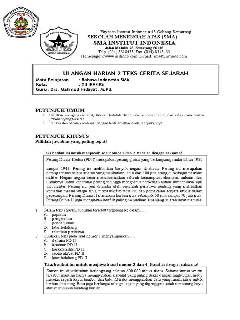 Uas Bindo Kelas Ix | PDF