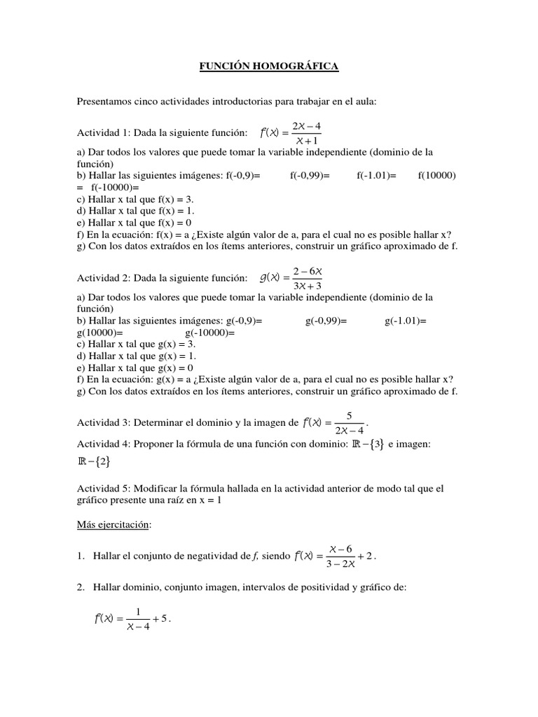 Función Racional y Homográfica | PDF | Intervalo (Matemáticas ...