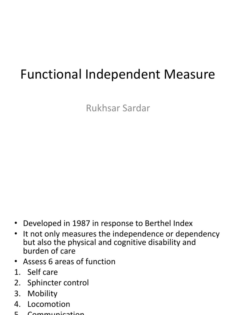 Functional Independent Measure | PDF | Neuropsychological Assessment ...