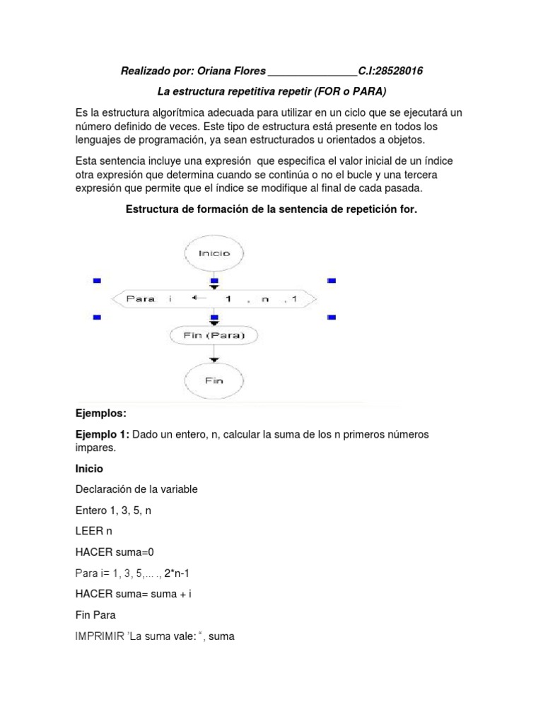 Estructura de Repetición Indexada | PDF | Algoritmos | Entero