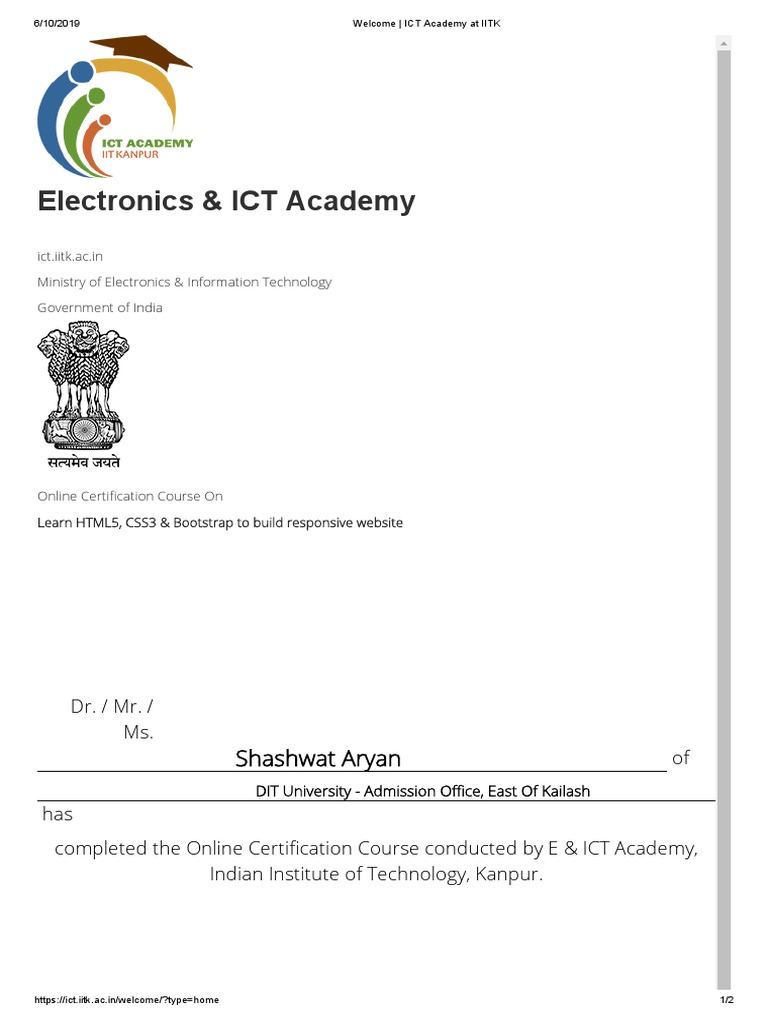 Certification in Web Development | PDF