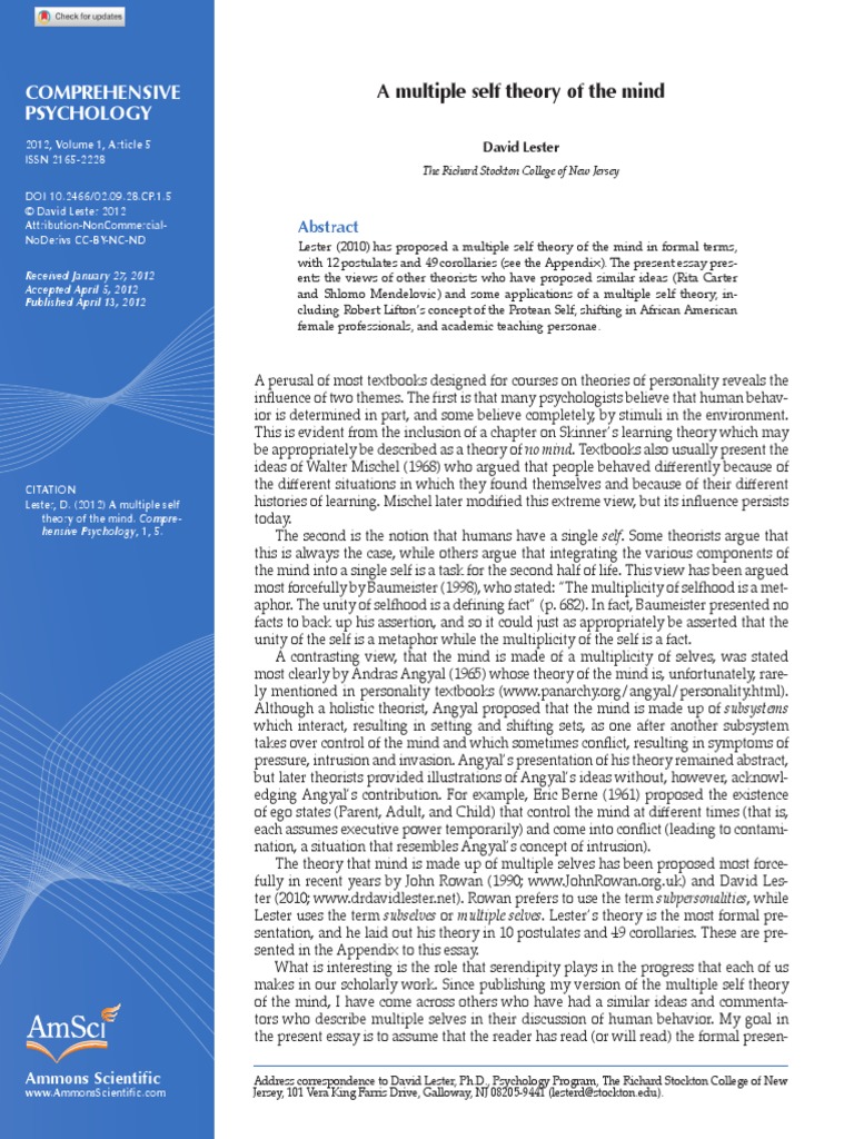 Multiple Self Theory | PDF | Self | Hera