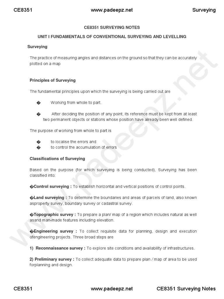 Ce8351 Surveying Notes PDF | PDF | Surveying | Significant Figures