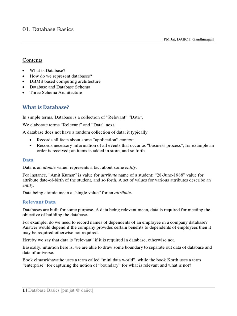 Database Basics | PDF | Relational Database | Databases