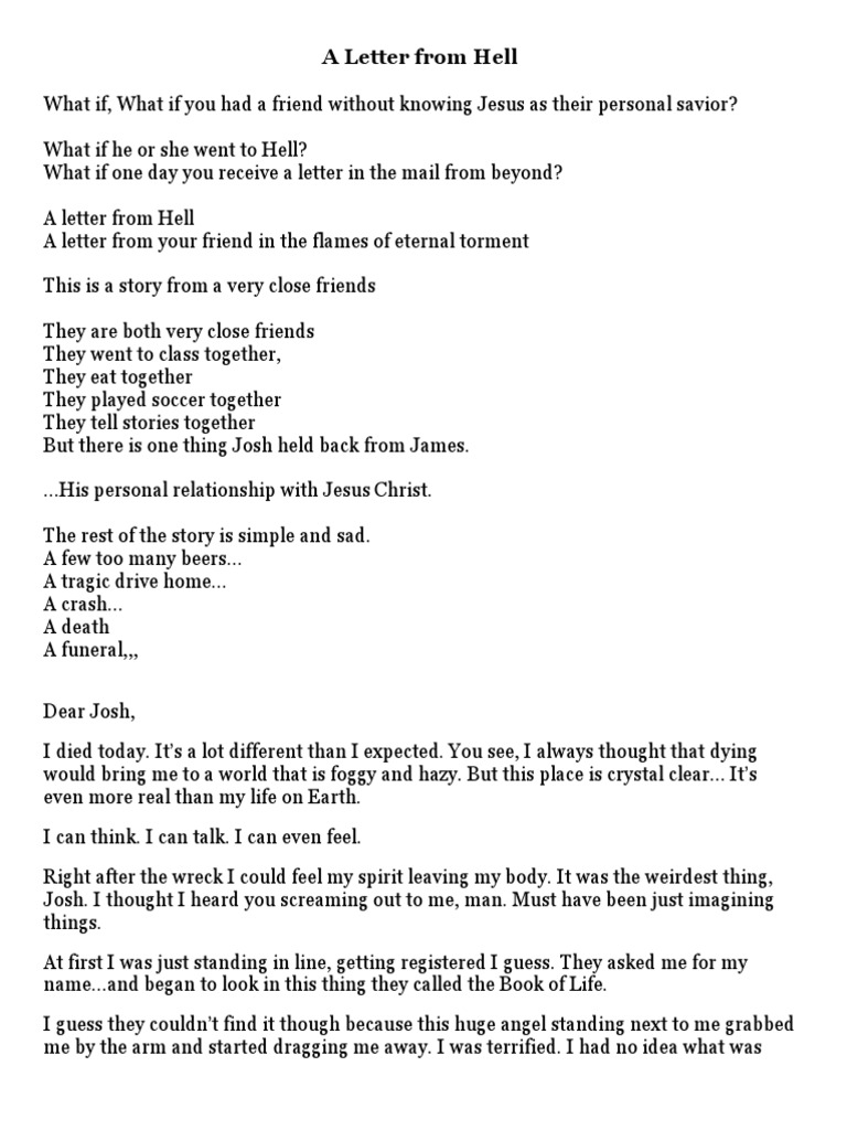A Letter From Hell | PDF | Hell
