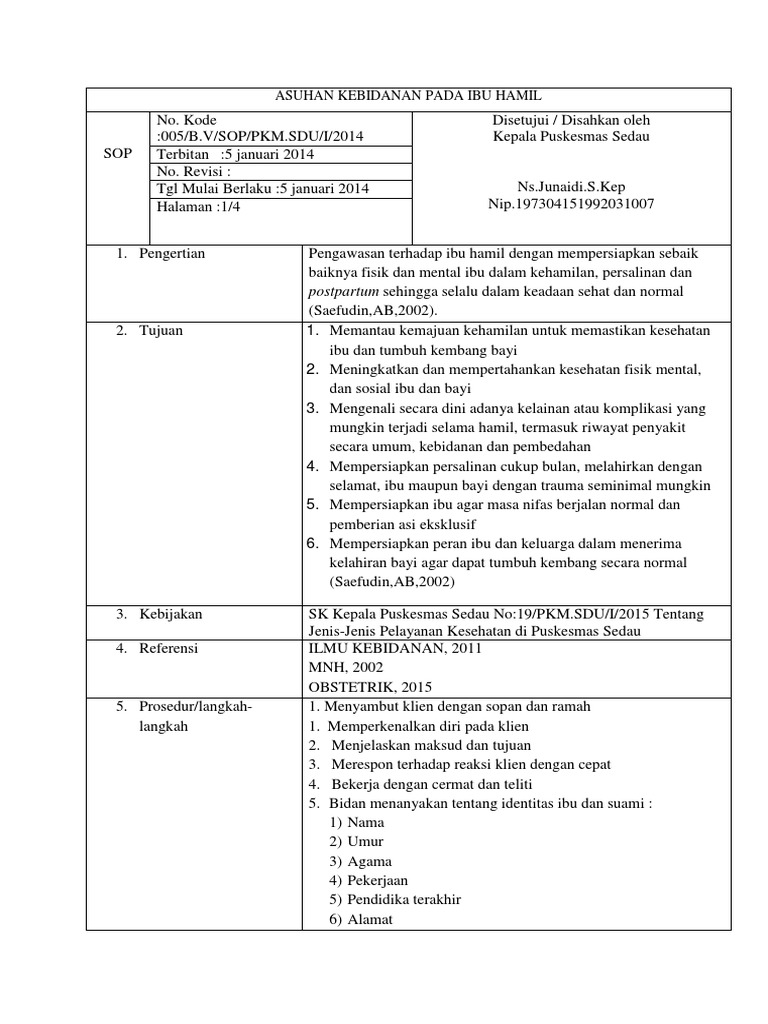 Sop Fisiologis - Asuhan Kebidanan Ibu Hamil | PDF | Pengembangan Diri ...
