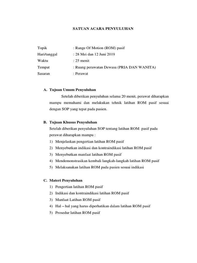 MATERI LATIHAN ROM PASIF | PDF