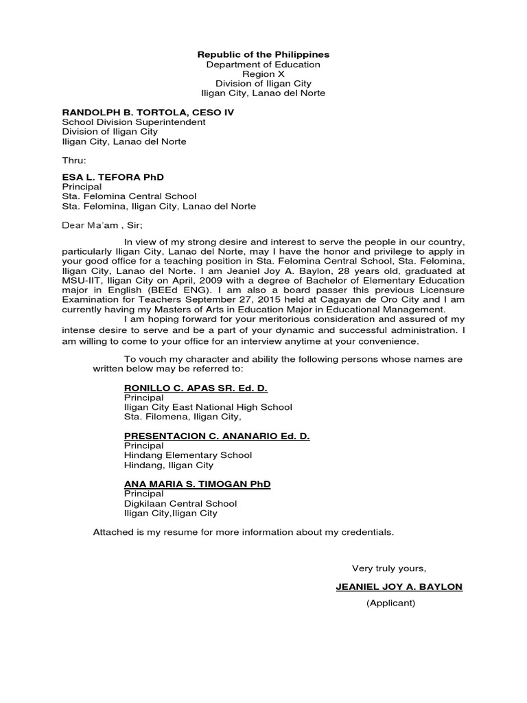 App Letter | PDF | Educational Stages | Titles