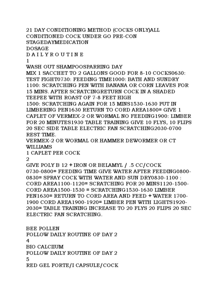 21 Day Conditioning Method | PDF | Oat | Animal Feed