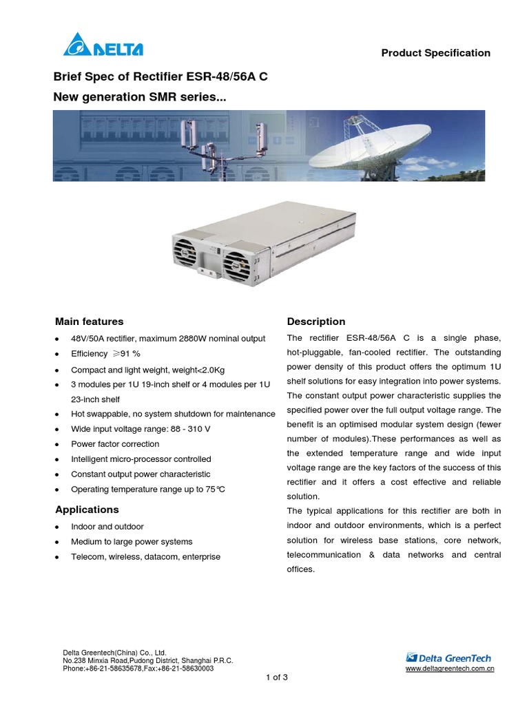 Delta Esr-48 56a C-V00 | PDF | Rectifier | Electronic Engineering