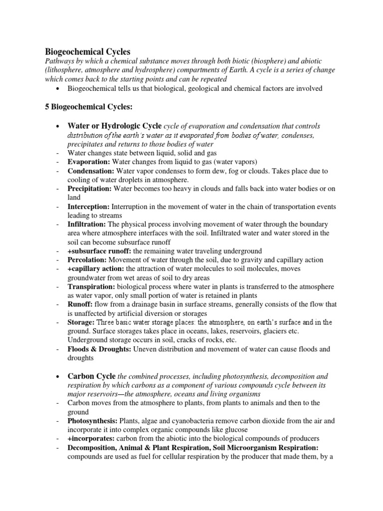 5 Biogeochemical Cycles: Water or Hydrologic Cycle | Download Free PDF ...