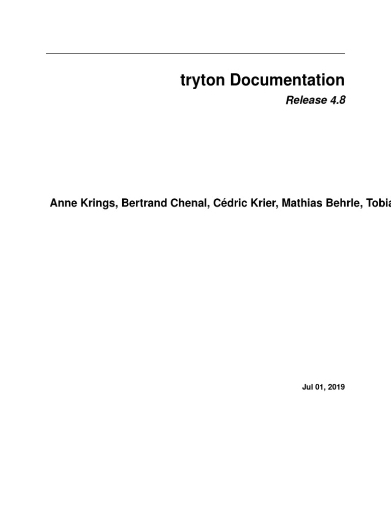 Tryton Documentation: Release 4.8 | PDF | Keyboard Shortcut | Graphical User Interfaces