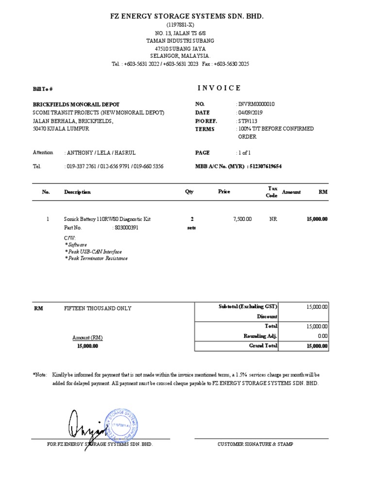 FZ Invrm000010 MNRL Rev0 | PDF | Invoice | Payments