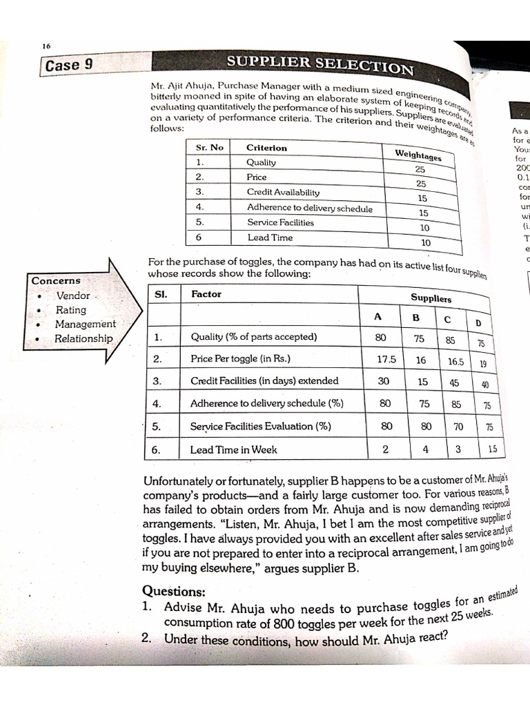 Supplier Selection Problems | PDF