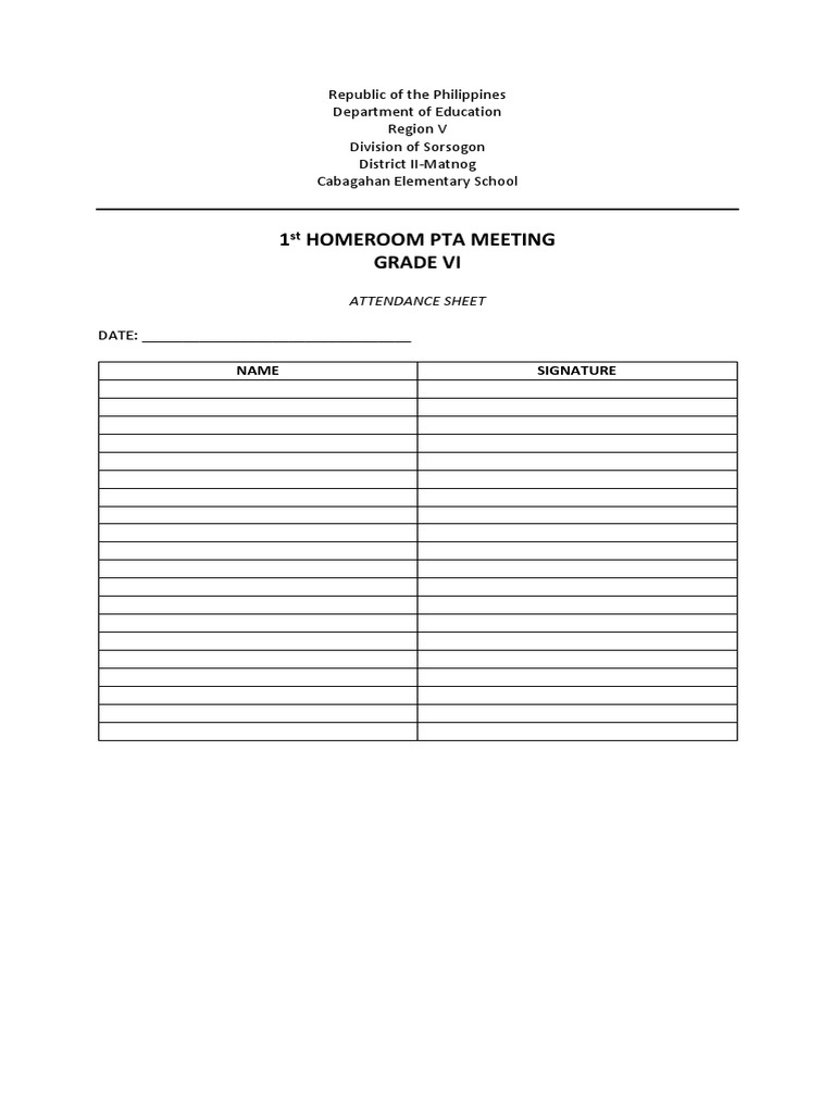 1 Homeroom Pta Meeting Grade Vi | PDF | Schools | Further Education