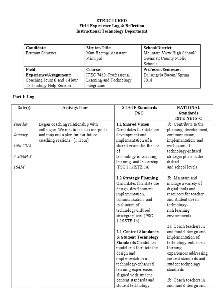 Structured Field Log 7460 2 | PDF | Educational Assessment | Teachers