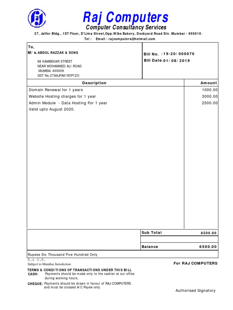 Raj Computers: Computer Consultancy Services | PDF | Payments ...