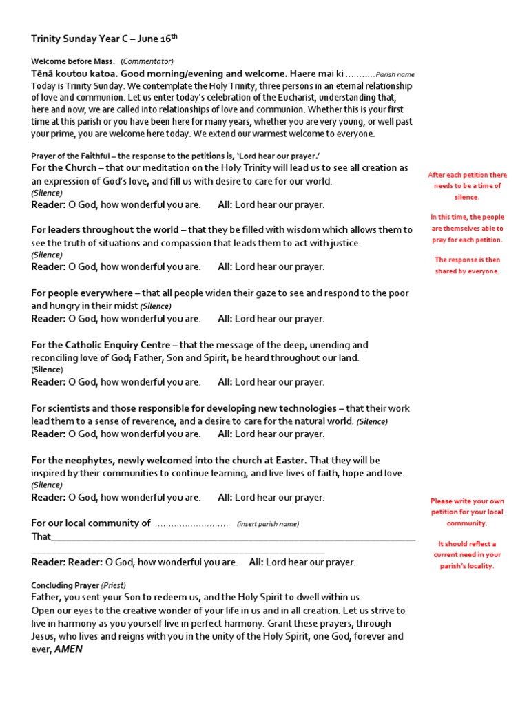 Trinity Sunday Year C | PDF | Prayer | Eucharist