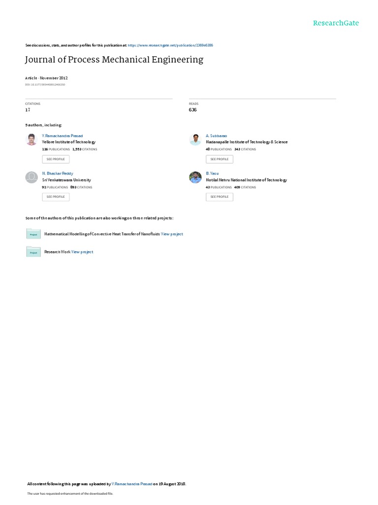 Journal of Process Mechanical Engineering: November 2012 | PDF ...