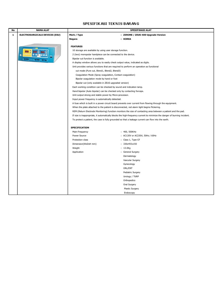 Spesifikasi Teknis Barang, Zerone Zeus-400 Upgraded Version | PDF | Electrical Engineering ...
