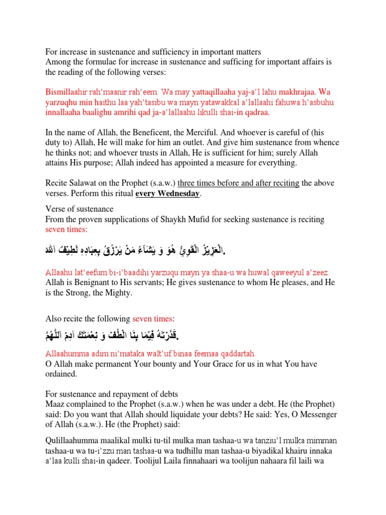Islamic Prayers for Sustenance | PDF | Religious Belief And Doctrine ...